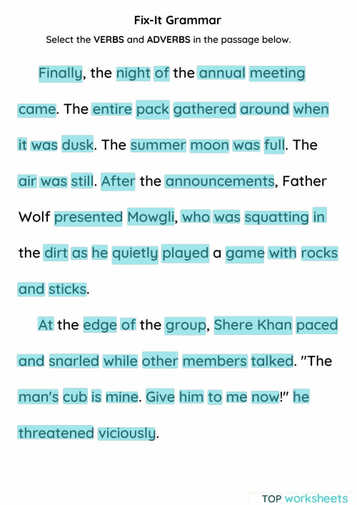 Fix-It! Grammar. Interactive worksheet | TopWorksheets