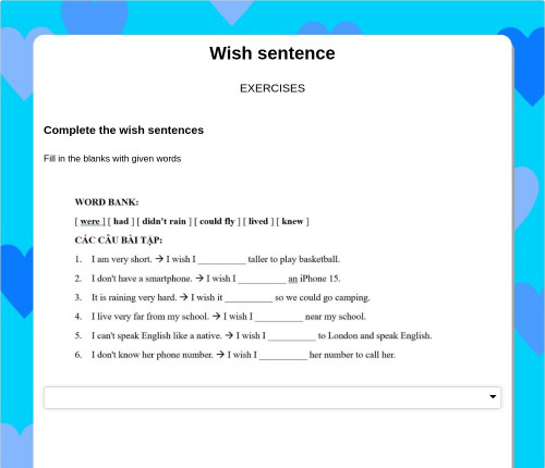 Wish sentence. Interactive worksheet | TopWorksheets