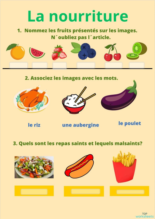 la nourriture. Fiche interactive | TopWorksheets