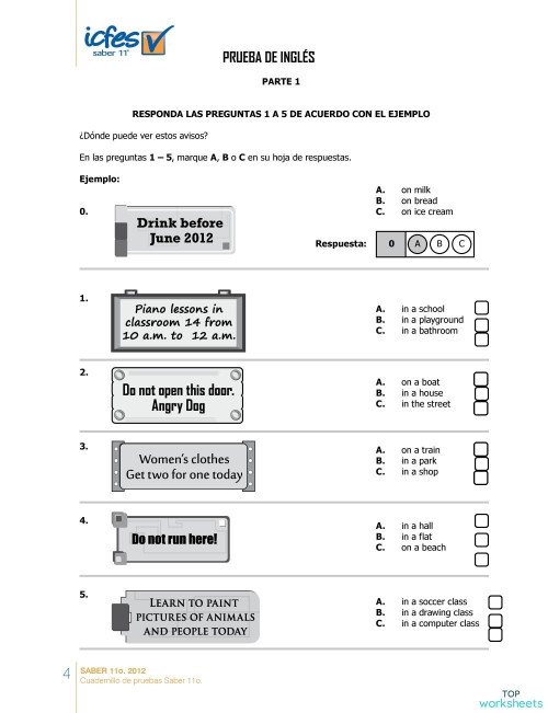 Saber Pro/ Saber T&T Inglés. Interactive worksheet | TopWorksheets