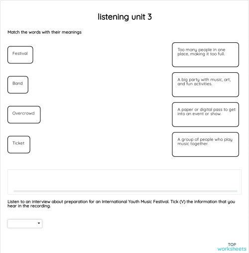 listening unit 3. Interactive worksheet | TopWorksheets
