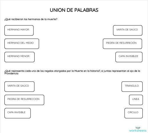 UNION DE PALABRAS. Ficha interactiva | TopWorksheets