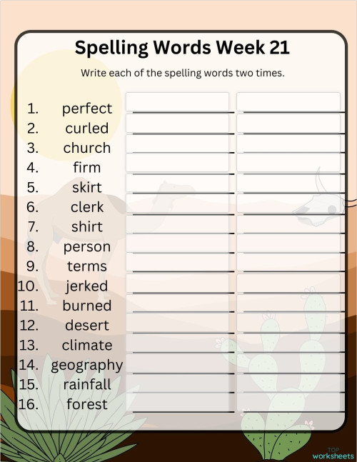 Spelling Words 21.1. Interactive worksheet | TopWorksheets