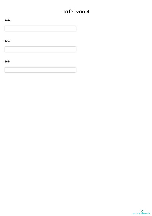 Tafel van 4. Interactive worksheet | TopWorksheets