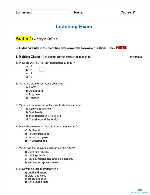 Listening comprehension: interactive worksheets and online exercises ...