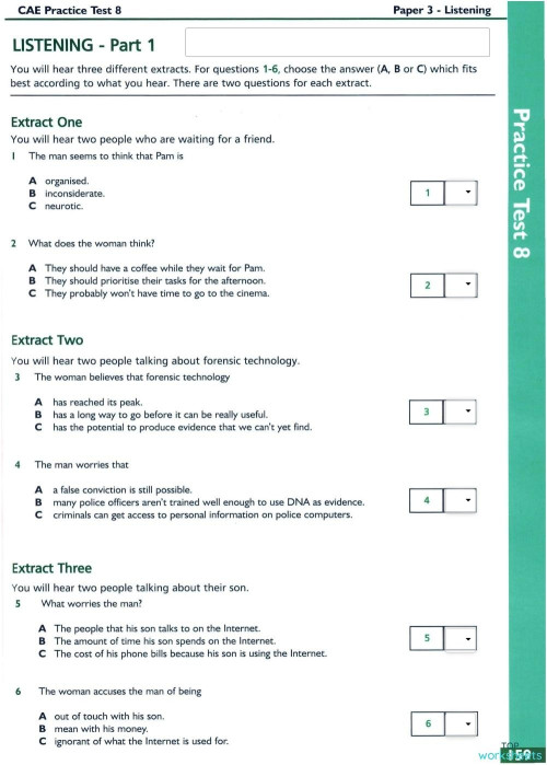 Listening - PART 1. Interactive worksheet | TopWorksheets