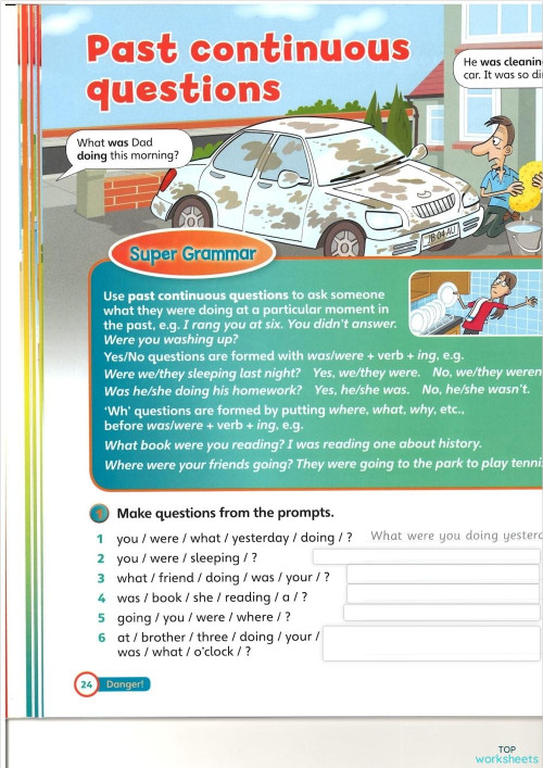 Practise book Unit 3 - Past continuous Questions. Interactive worksheet ...