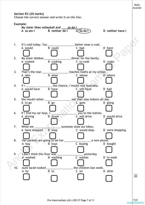DD117 grammar. Ficha interactiva | TopWorksheets