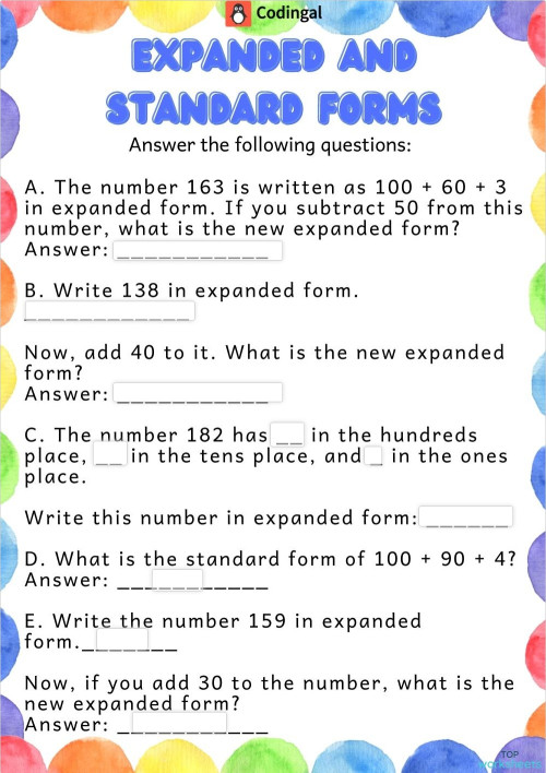 M_G02M01L02_WE03_Expanded and Standard Forms. Interactive worksheet ...