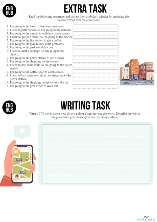 Inna City extra tasks. Interactive worksheet | TopWorksheets