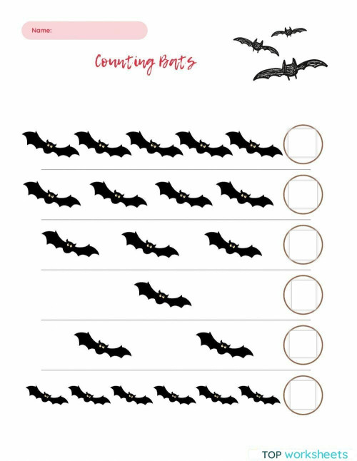 Counting bats. Interactive worksheet | TopWorksheets