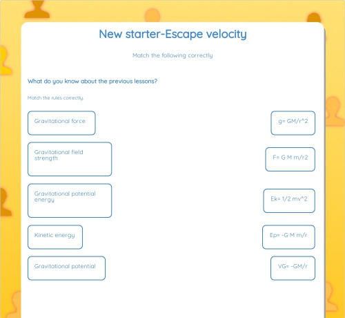New starter-Escape velocity. Interactive worksheet | TopWorksheets