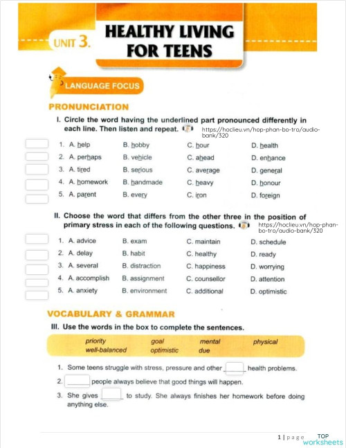 GRADE 9 - TEST UNIT 3 - FULL SKILLS. Interactive worksheet | TopWorksheets