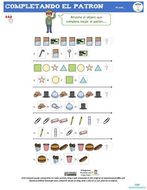 Patrones con imágenes 01. Ficha interactiva | TopWorksheets