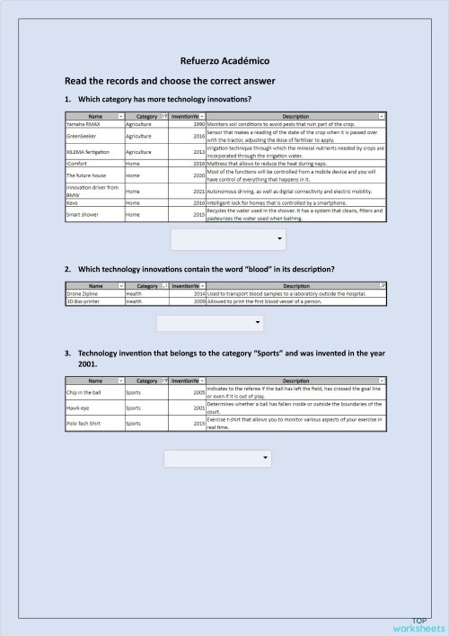 Filters in Access. Interactive worksheet | TopWorksheets
