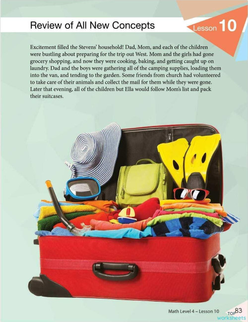 Lesson 10: Exercise 1 Pg 83-84. Interactive worksheet | TopWorksheets