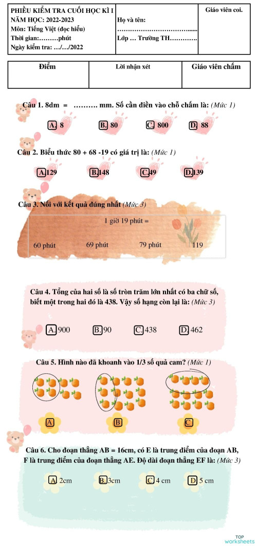Interactive worksheets and online exercises in vietnamese | TopWorksheets