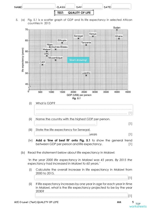 Test: Quality of Life. Interactive worksheet | TopWorksheets