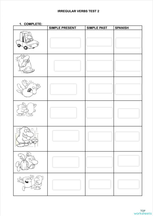 Irregular Verbs 2 Interactive Worksheet Topworksheets