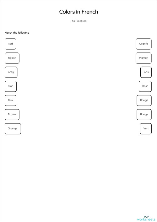 Colors in French. Fiche interactive | TopWorksheets