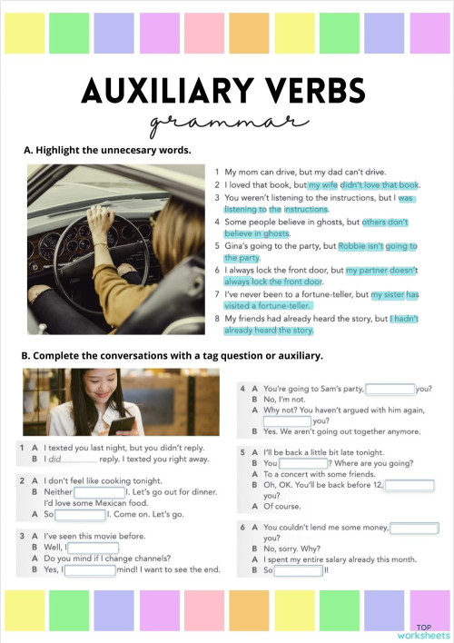 AUXILIARY VERBS. Interactive worksheet | TopWorksheets