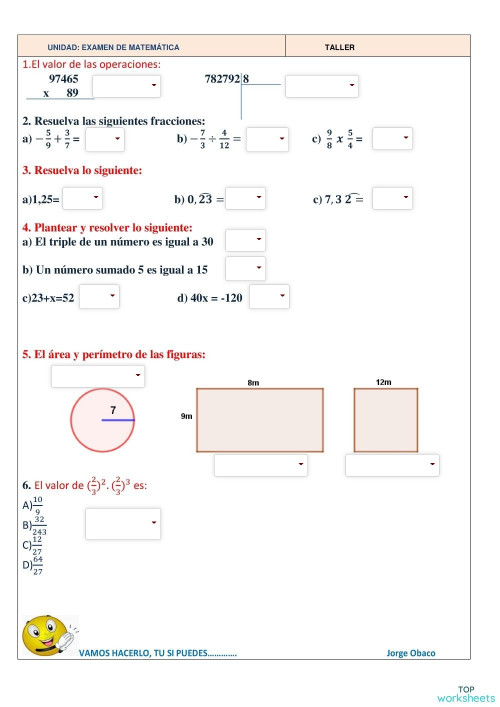 EXAMEN DE 8VO. Ficha interactiva | TopWorksheets
