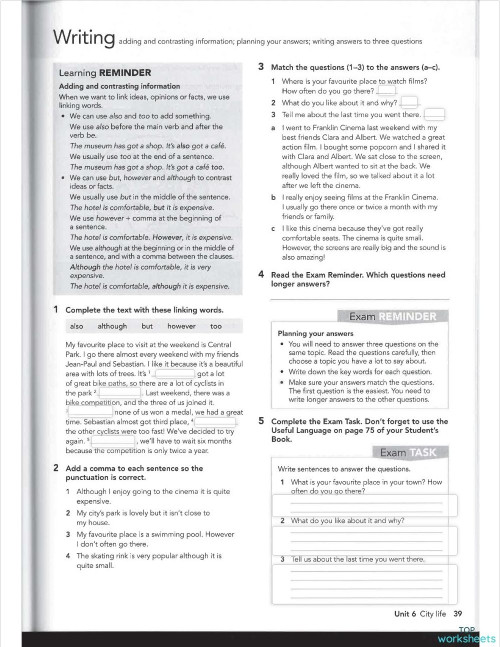 Close-Up A2 U6 Writing. Interactive worksheet | TopWorksheets
