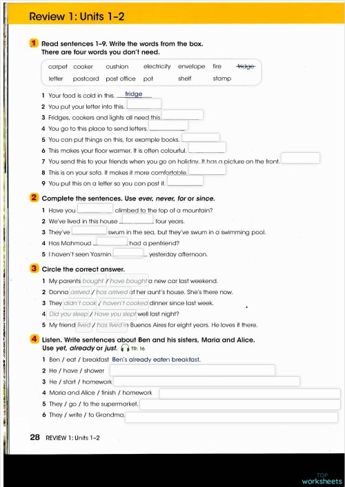 Look 5 - review unit 1 and 2. Interactive worksheet | TopWorksheets