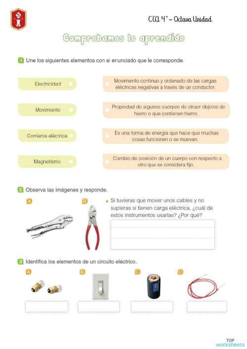 Materia y energía: fichas interactivas y ejercicios online | TopWorksheets