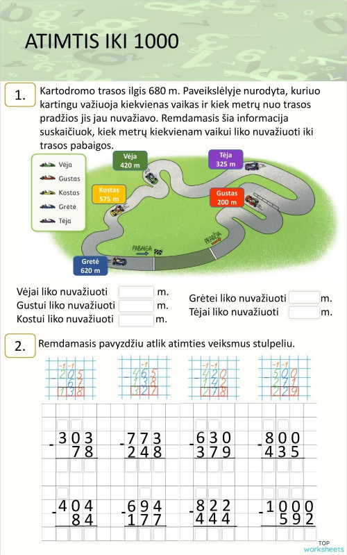 Sudėties ir atimties veiksmai iki 100. Interactive worksheet | TopWorksheets