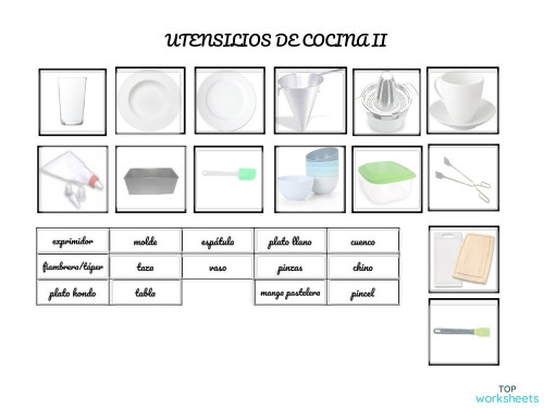 UTENSILIOS COCINA II. Ficha interactiva | TopWorksheets