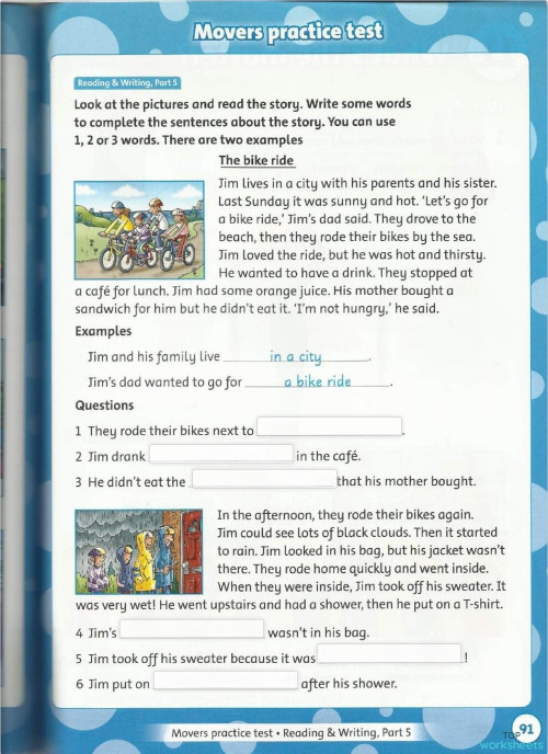 002 5th Reading and Writing Part 5. Interactive worksheet | TopWorksheets