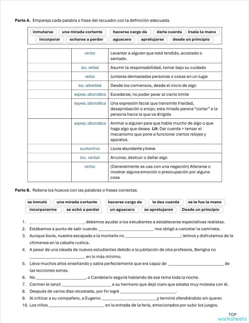 TL - Book 1 - Chapter 8. Ficha interactiva | TopWorksheets
