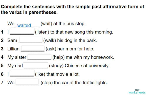 grammar simple past regular verbs. Interactive worksheet | TopWorksheets