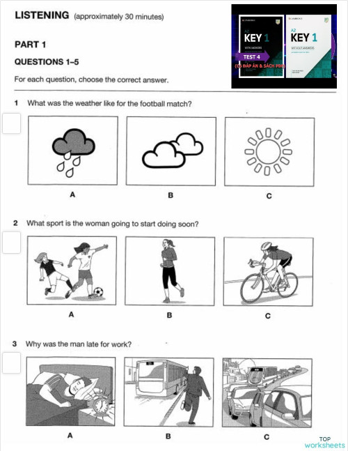 Authentic Ket Test 4 Listening Interactive Worksheet Topworksheets