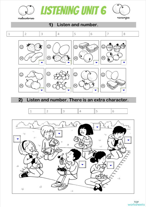 1º Unit 6 – LISTENING (ADAPTED). Interactive worksheet | TopWorksheets