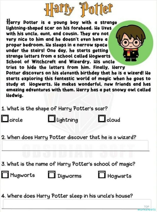 Harry Potter. Interactive worksheet | TopWorksheets