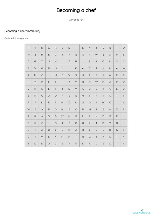 Becoming a chef. Interactive worksheet | TopWorksheets