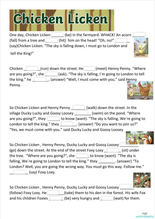 Chicken Licken - fairy tale. Interactive worksheet | TopWorksheets