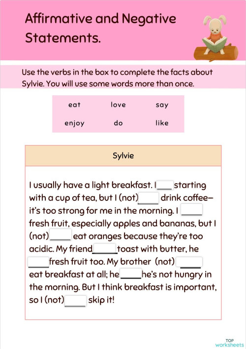 Affirmative and negative statements exercises. Interactive worksheet ...
