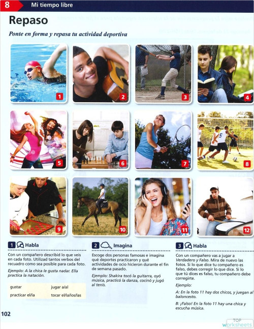 Mi tiempo libre 102. Ficha interactiva | TopWorksheets