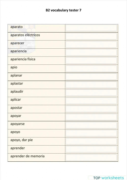 Vocabulario b2 - 7. Interactive worksheet | TopWorksheets