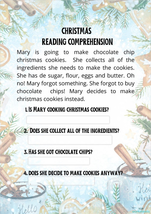 CHRISTMAS READING COMPREHENSION. Interactive worksheet | TopWorksheets