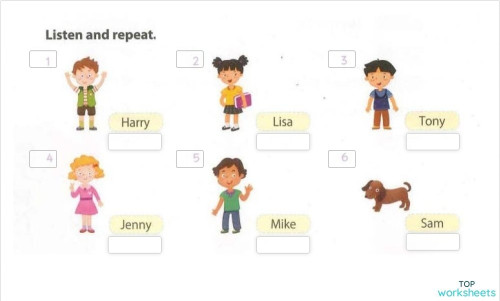 What's your name? (dictation). Interactive worksheet | TopWorksheets