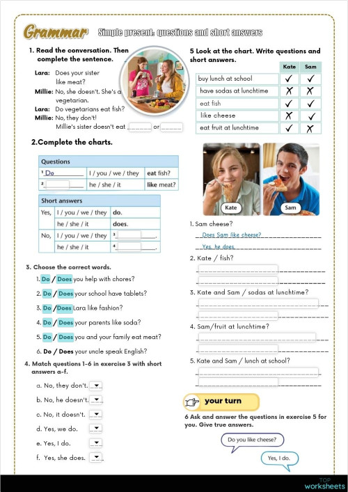 II.6 Grammar: Questions and short answer ·(3rd). Interactive worksheet ...