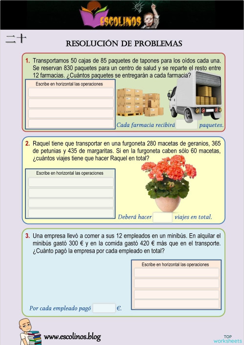 Matemáticas. Resolución de problemas XX #. Ficha interactiva ...