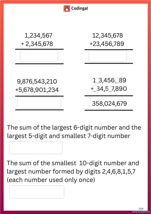 Math: interactive worksheets and online exercises | TopWorksheets