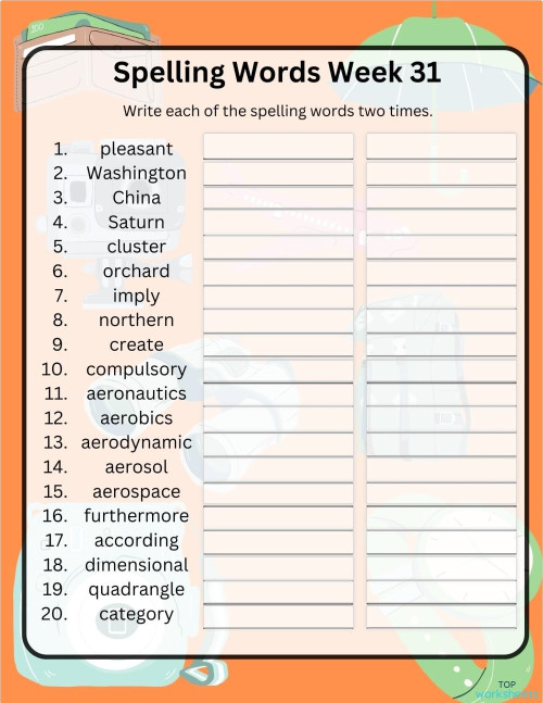 Spelling Words 31.1. Interactive worksheet | TopWorksheets