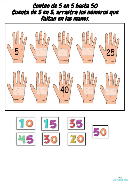 Hoja De Trabajo Para Contar De 5 En 5 Ilustración De Hoja De Trabajo