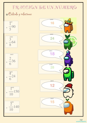 Fracción de un número. Ficha interactiva | TopWorksheets